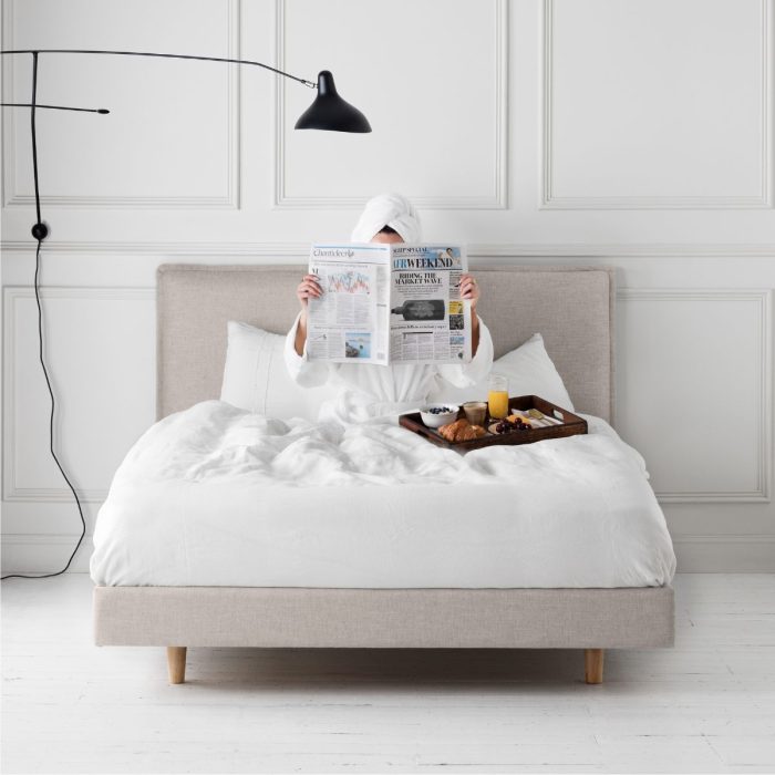 Readymade Rupert Bed in Husk Driftwood Linen - Heatherly Design