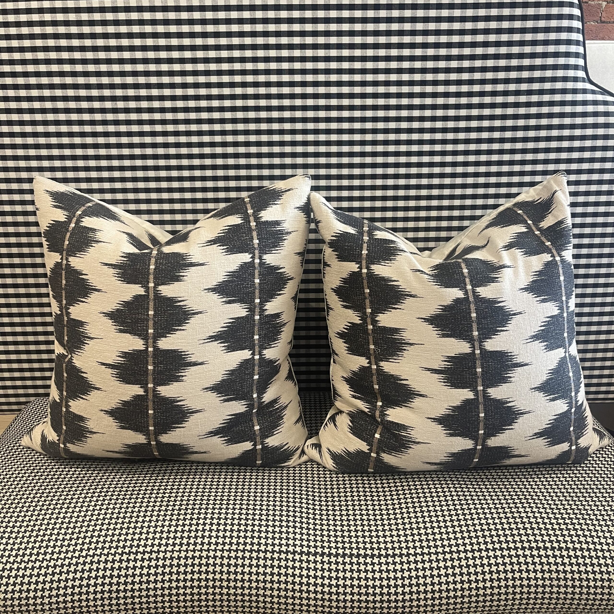 Two cushions in patterned fabric - Heatherly Design